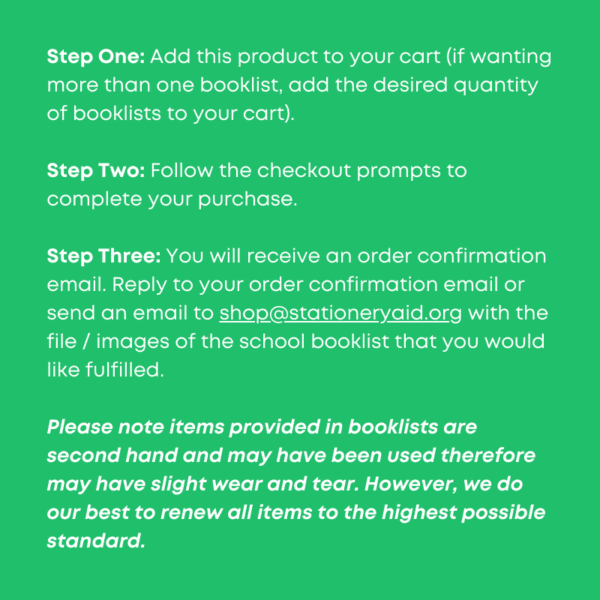 Student School Booklist | Stationery Aid